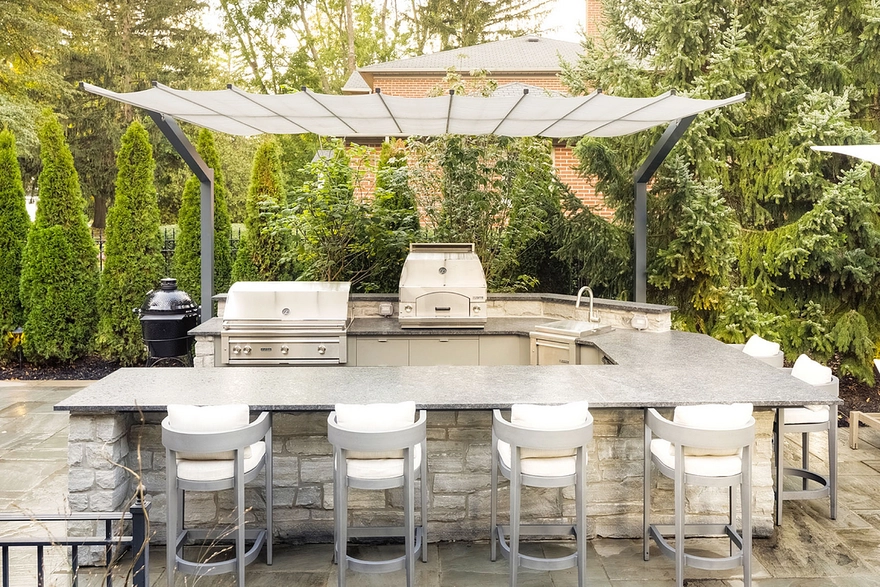 Retractable Canopies in a Backyard in Oakville from ShadeFX