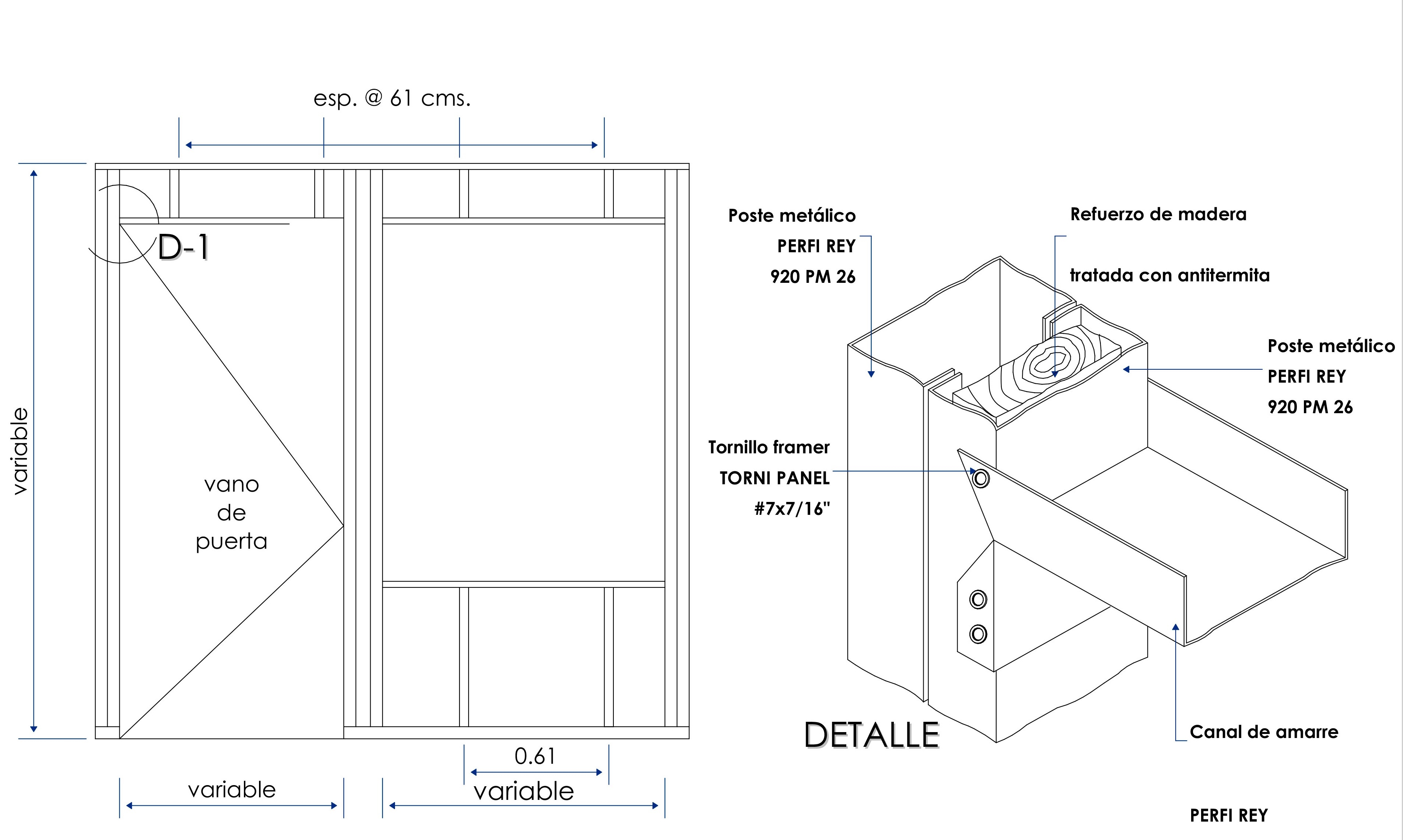 Detalles técnicos para muros de Panel Rey